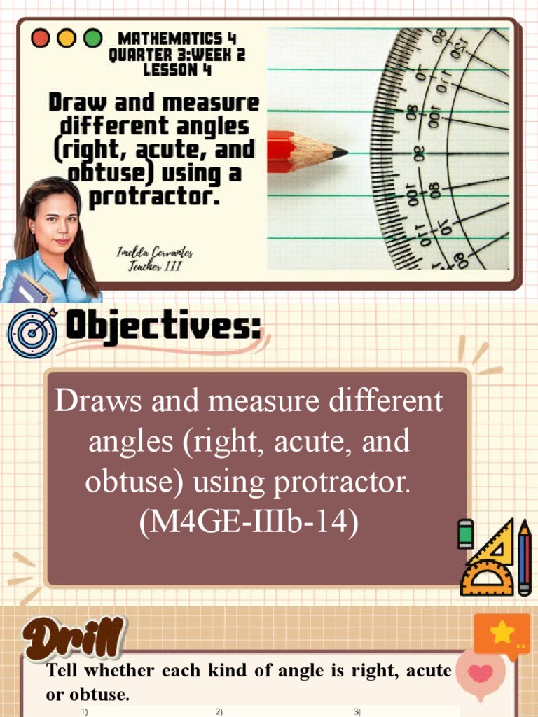 Math 4 - Quarter 3 - Lesson 4 - Draw Kinds of Angles | PDF | Angle ...