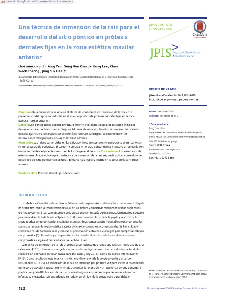 A root submergence technique for pontic site development in fixed ...