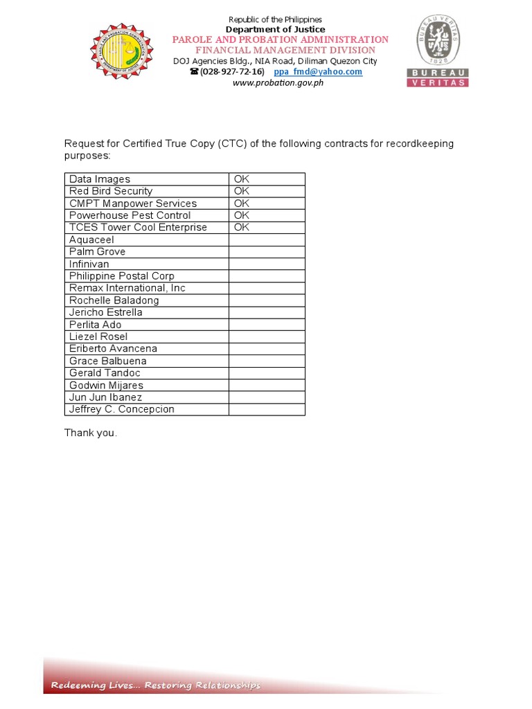 Request For Contracts CTC | PDF