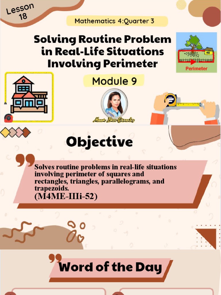 MATH 4 - QUARTER 3 - LESSON 18 - MODULE 9-Solving Routine Problem Involving Perimeter | Download ...