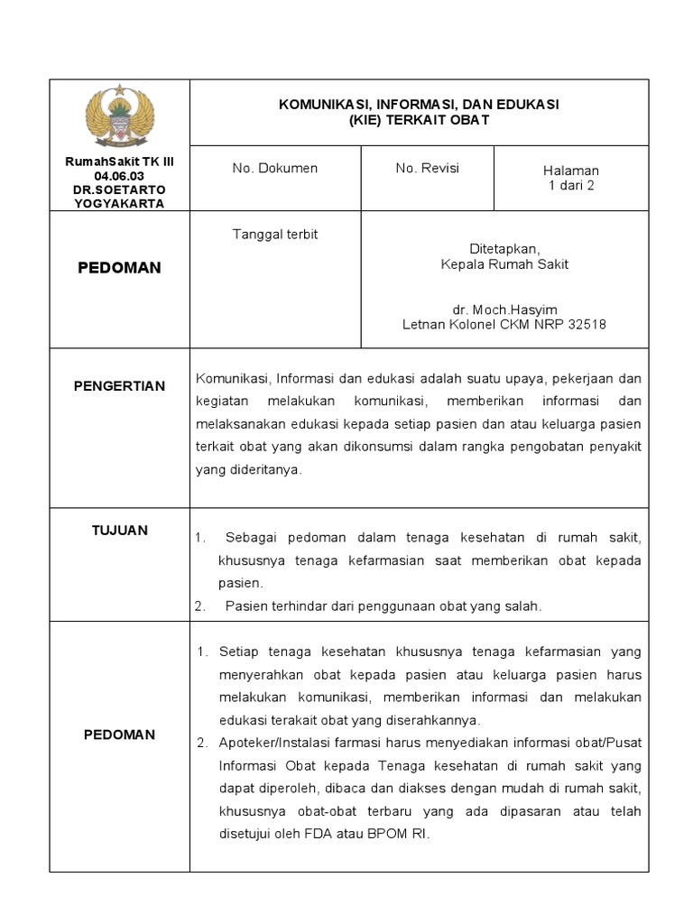 Pedoman Tentang KIE Obat Revisi | PDF