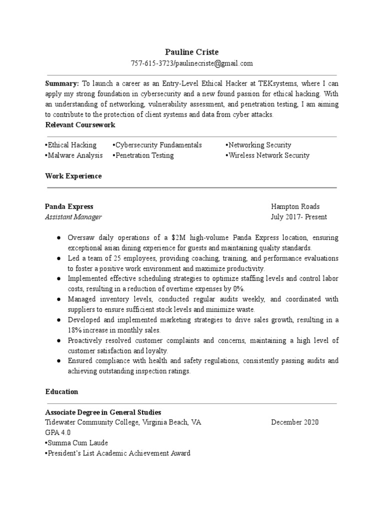 resume 2 ethical hacker | PDF