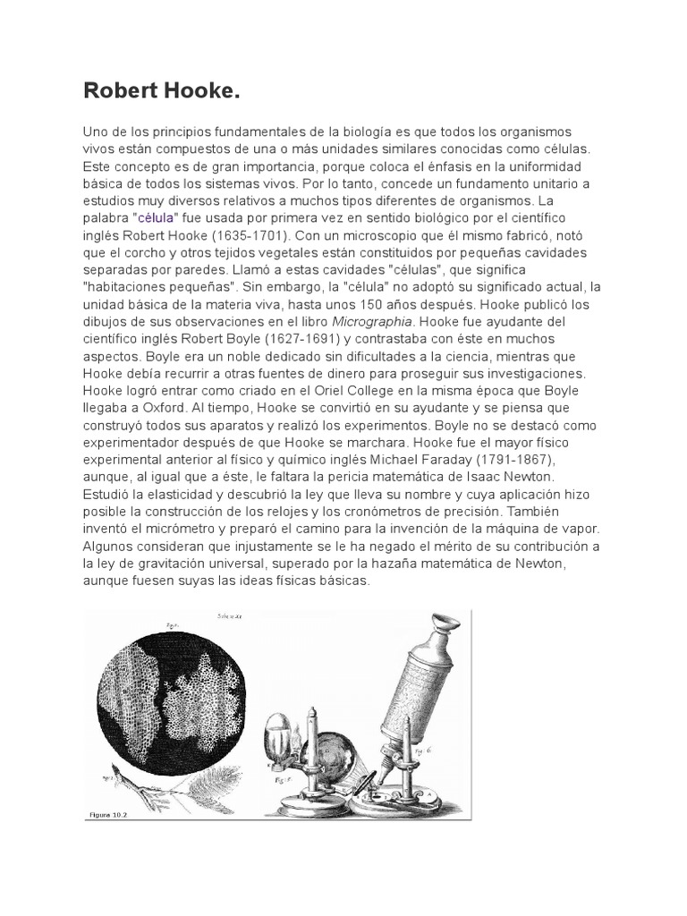 Aportes de Robert Hooke a la biología | PDF | Ciencias sociales