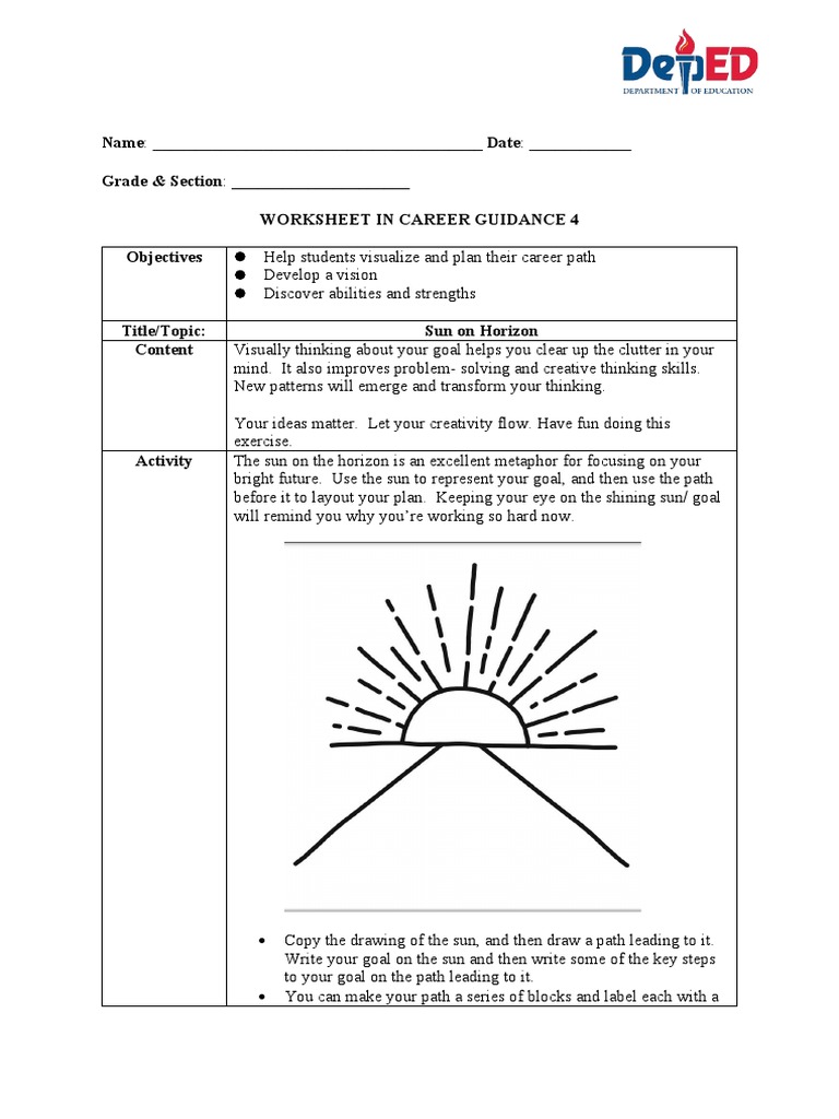 Career Guidance Worksheet Grade 4 Final | PDF | Goal | Creativity