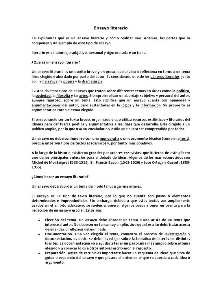 Ensayo Literario | PDF | Ensayos