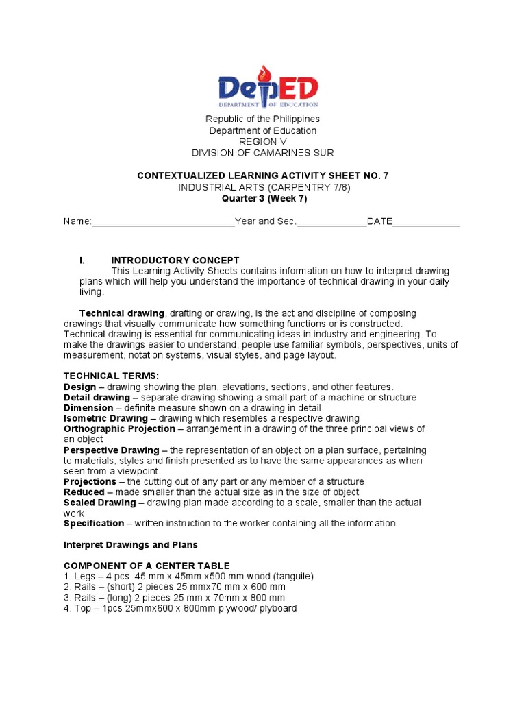Las 7 Carpentry 7 8 q3 | PDF | Technical Drawing | Drawing
