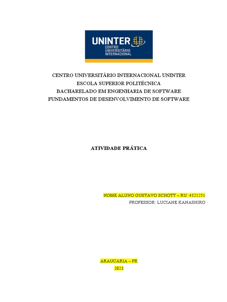 Atividade Pratica 1 2023 | PDF | Programas | Html