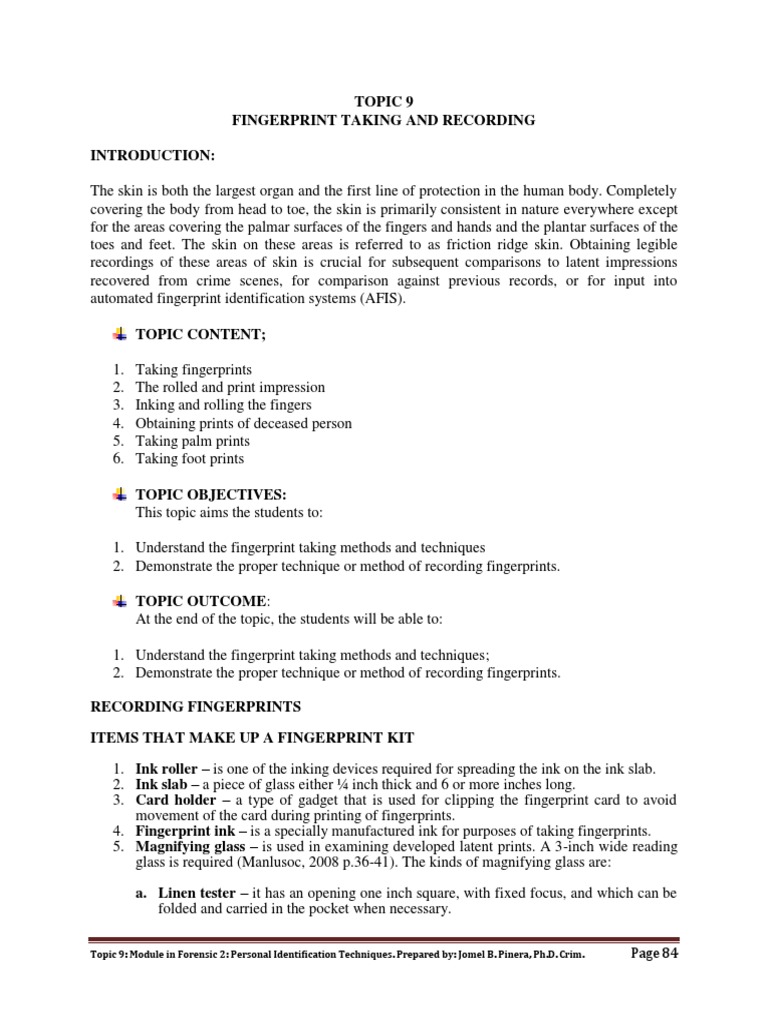 Topic 9 Forensic 2 | PDF | Fingerprint | Crime Scene