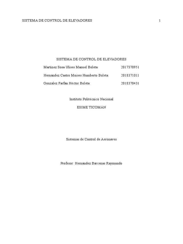 Elevator Control System Pdf
