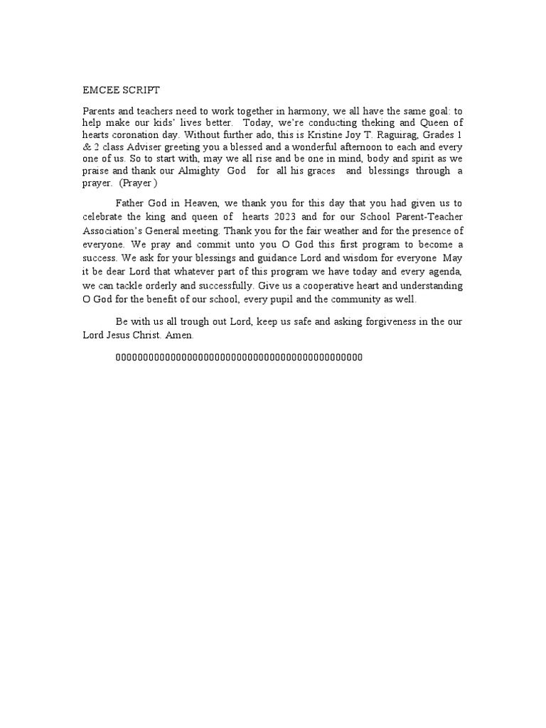 EMCEE SCRIPT valentines | PDF