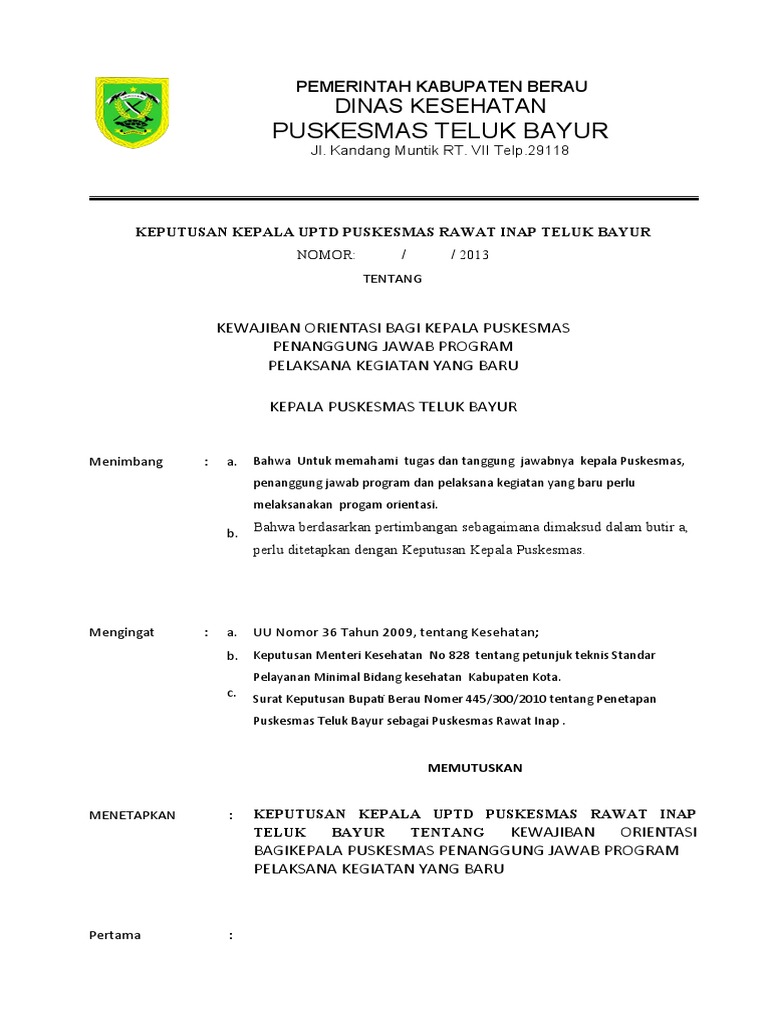 SK Contoh Orientasi | PDF
