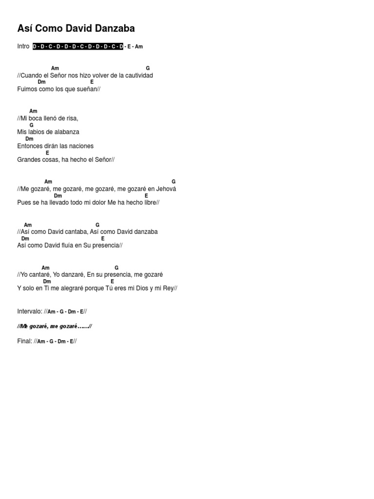 Acordes de "Así Como David Danzaba" | PDF