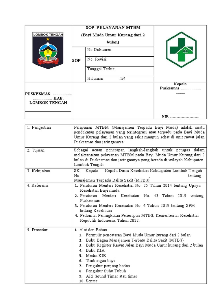 SOP PELAYANAN MTBM Revisi 3 Desember 2022 | PDF | Pengembangan Diri