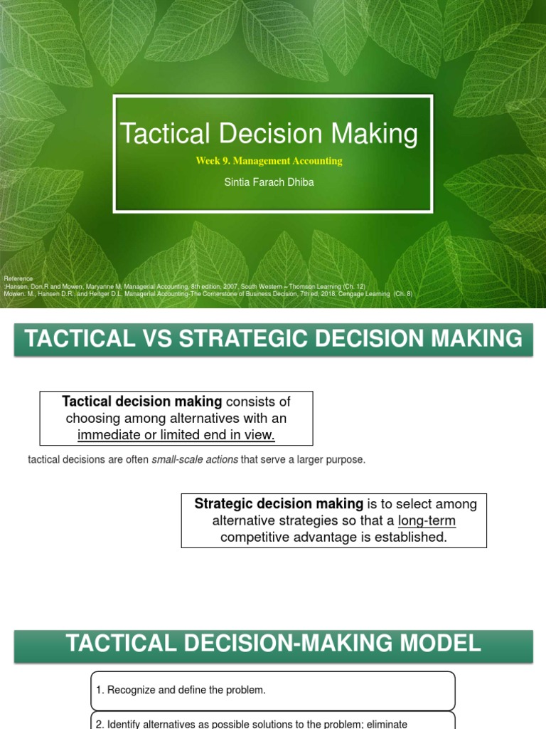 W9. Tactical Decision Making | PDF