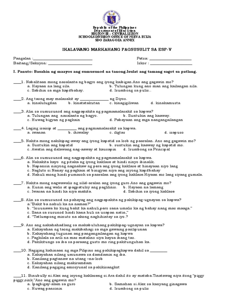 PT_ESP 5_Q2-MELC BASED | PDF