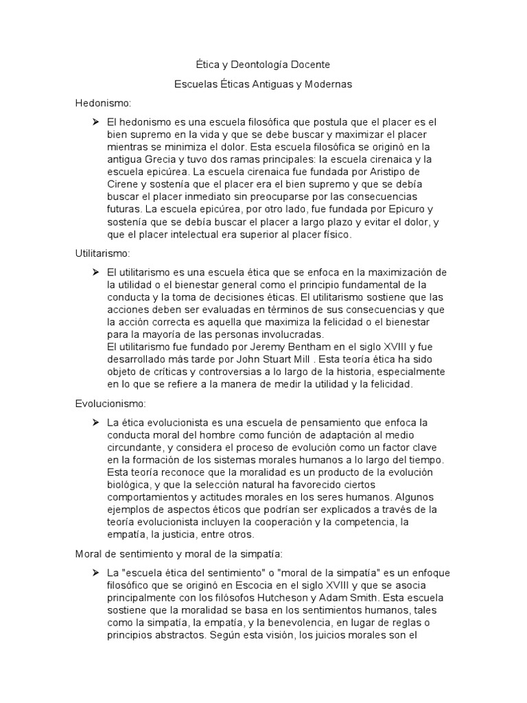 Escuelas Éticas | PDF | Tomás de Aquino | Placer