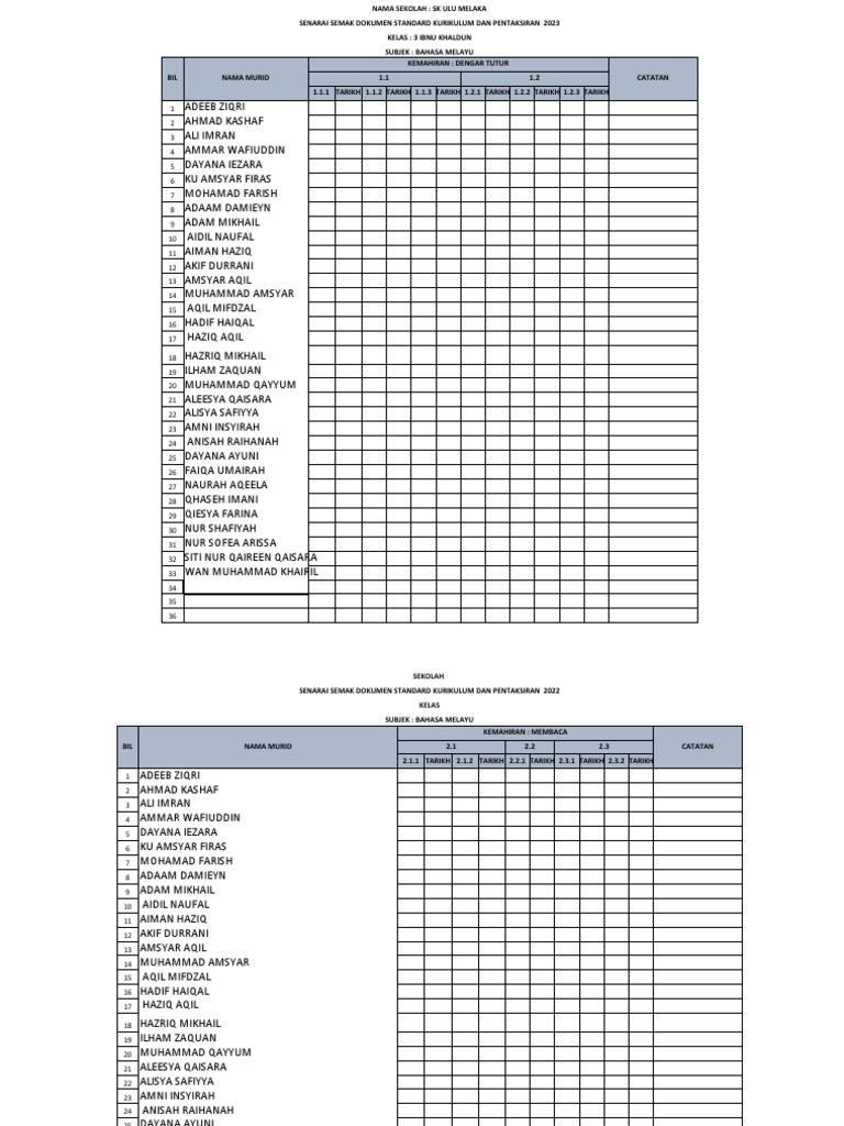 Rekod Transit Bm Tahun 3 Ik 2023 Pdf