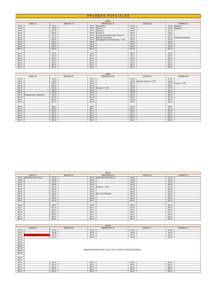 02 - Calendario de Evaluaciones 1sem2023 ICM | PDF