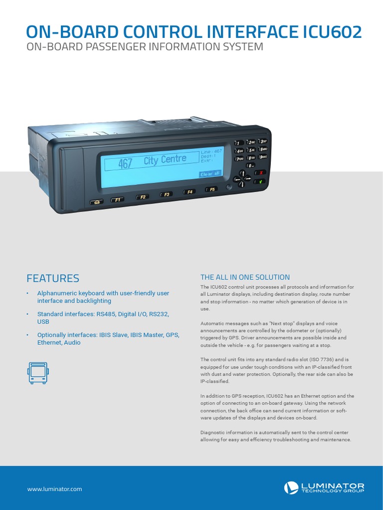 Luminator Datasheet On-Board-Control-Interface Icu602 en | PDF | Usb ...