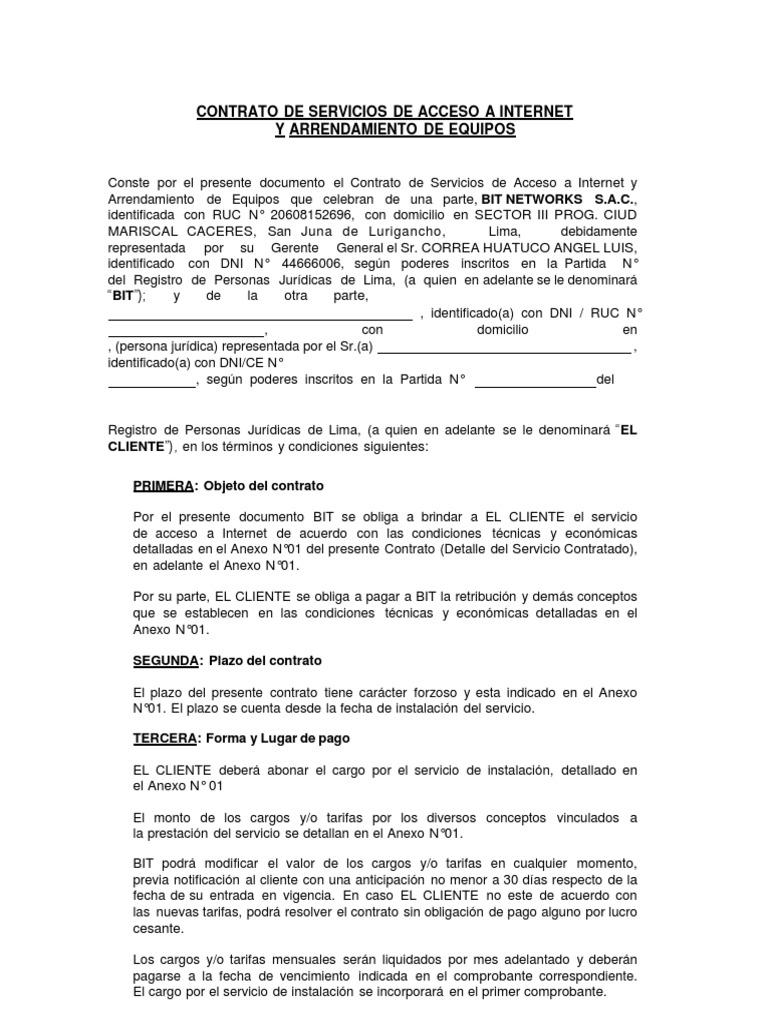 Contrato Bit Networks | PDF | Bancos | Derecho civil (sistema legal)