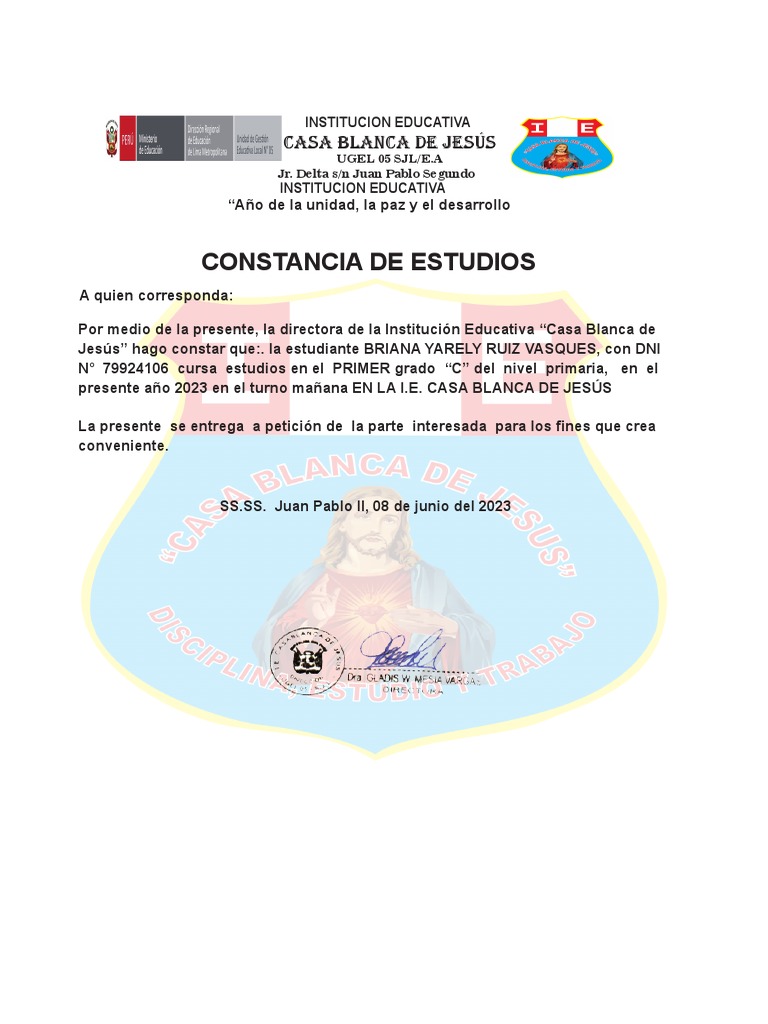 Constancia de Estudios: Yarely Ruiz | PDF