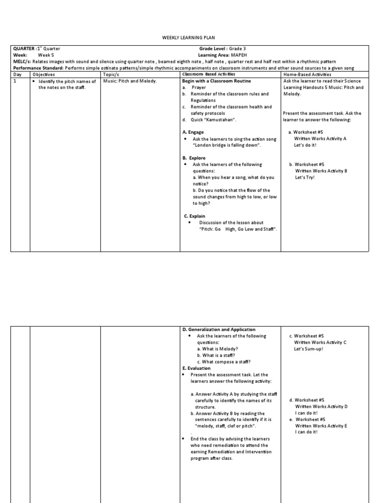 Week 5 Mapeh Music | PDF | Learning | Cognition