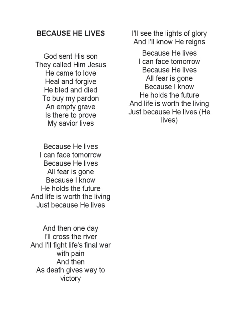 Because He Lives Lyrics | PDF