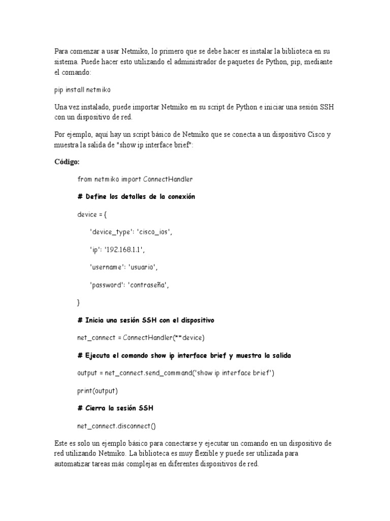 Rutina Netmiko | PDF