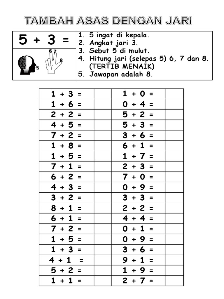 Latihan Tambah Dan Tolak Dengan Jari | PDF