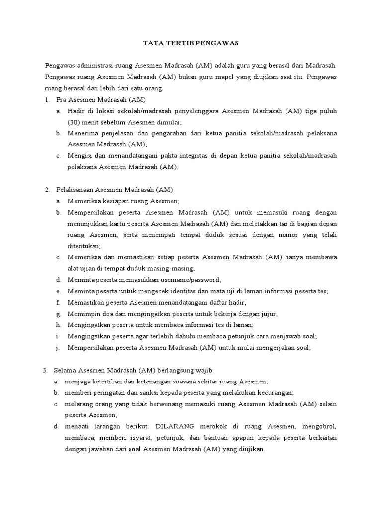 Tata Tertib Pengawas | PDF