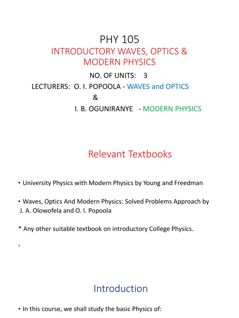 PHY 105 (Complete) | PDF | Waves | Sound