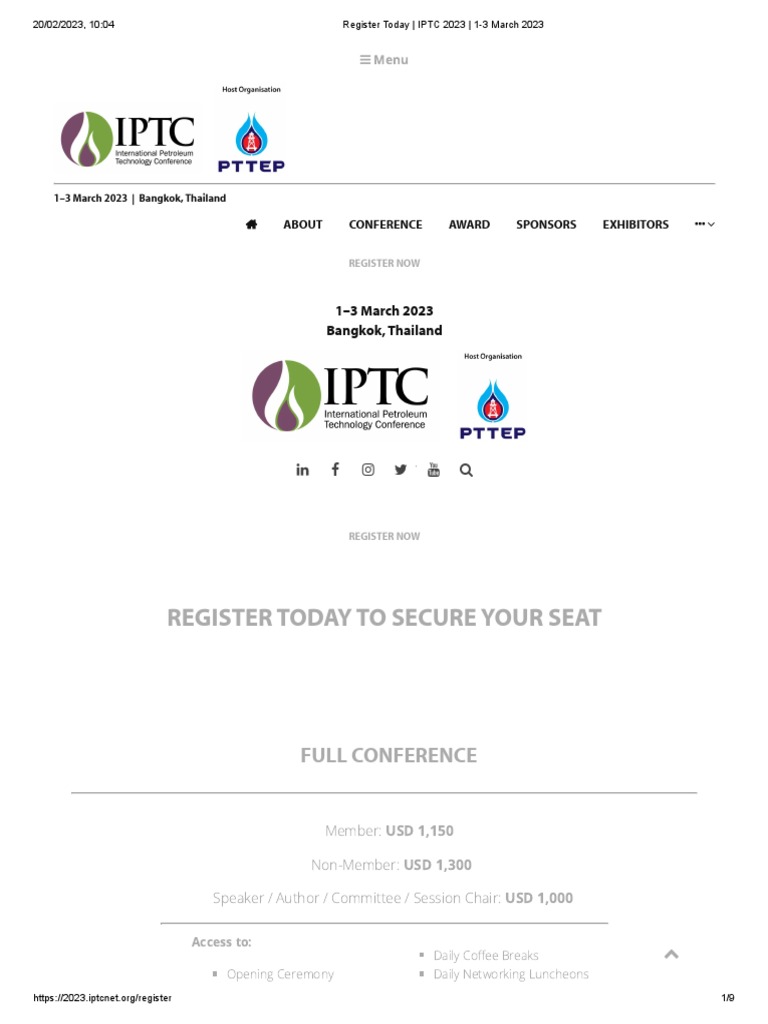 Register Today - IPTC 2023 - 1-3 March 2023 | PDF