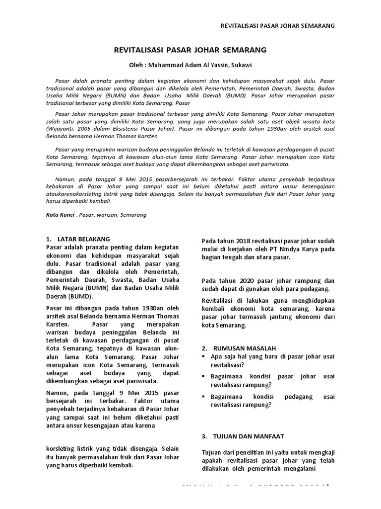 Revitalisasi Pasar Johar Semarang | PDF