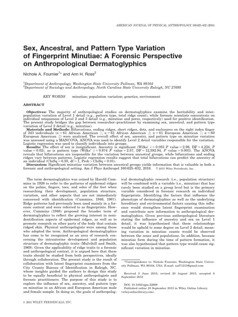 American J Phys Anthropol 2015 Fournier Sex Ancestral And Pattern Type Variation Of