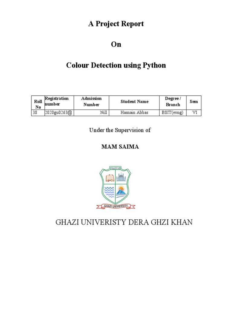 Project Documentation Color Detection Pdf Color Computer Programming 6382