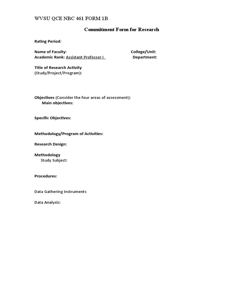 Commitment Form For Research | PDF | Data | Methodology