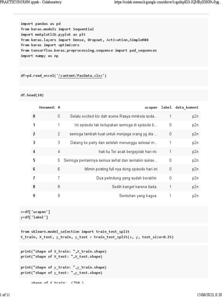 Praktikum RNN | PDF | Accuracy And Precision | Science