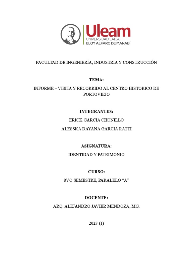 Informe - Visita A Portoviejo | PDF | edificio | Plantas