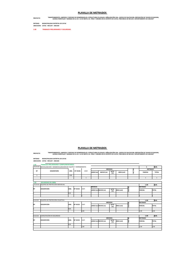 Planilla de Metrados Final | PDF | Perú