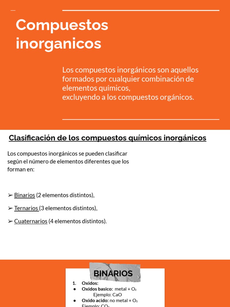Compuestos Inorgánicos | PDF | Compuesto inorgánico | Compuestos químicos