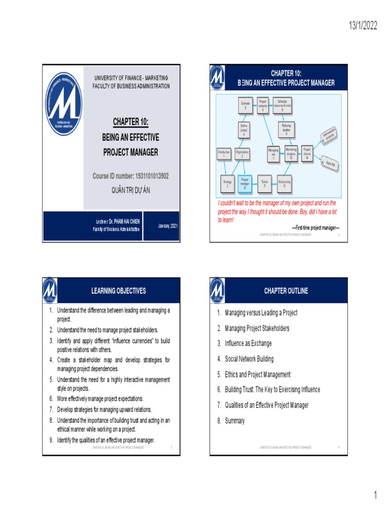 QLDA - Chapter 10-Being An Effective Project Manager | PDF