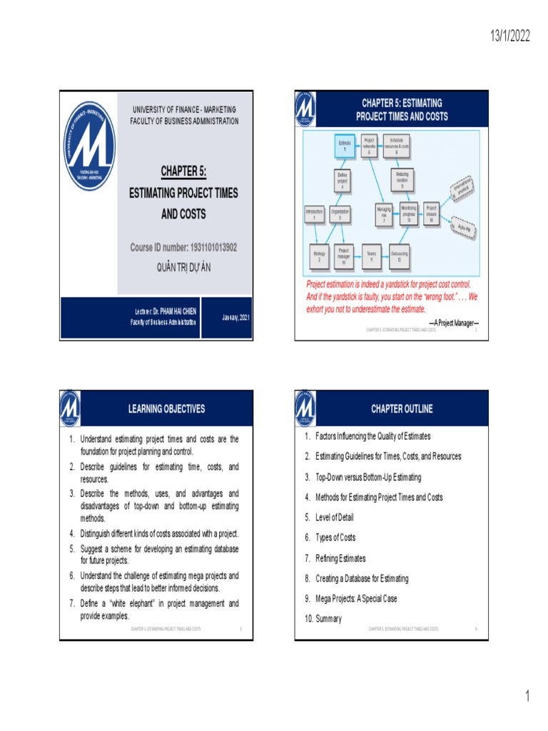 QLDA - Chapter 5-Estimating Project Times and Costs | PDF
