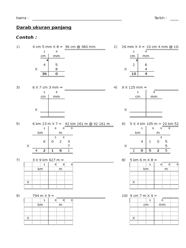 Length Multiplication Examples | PDF