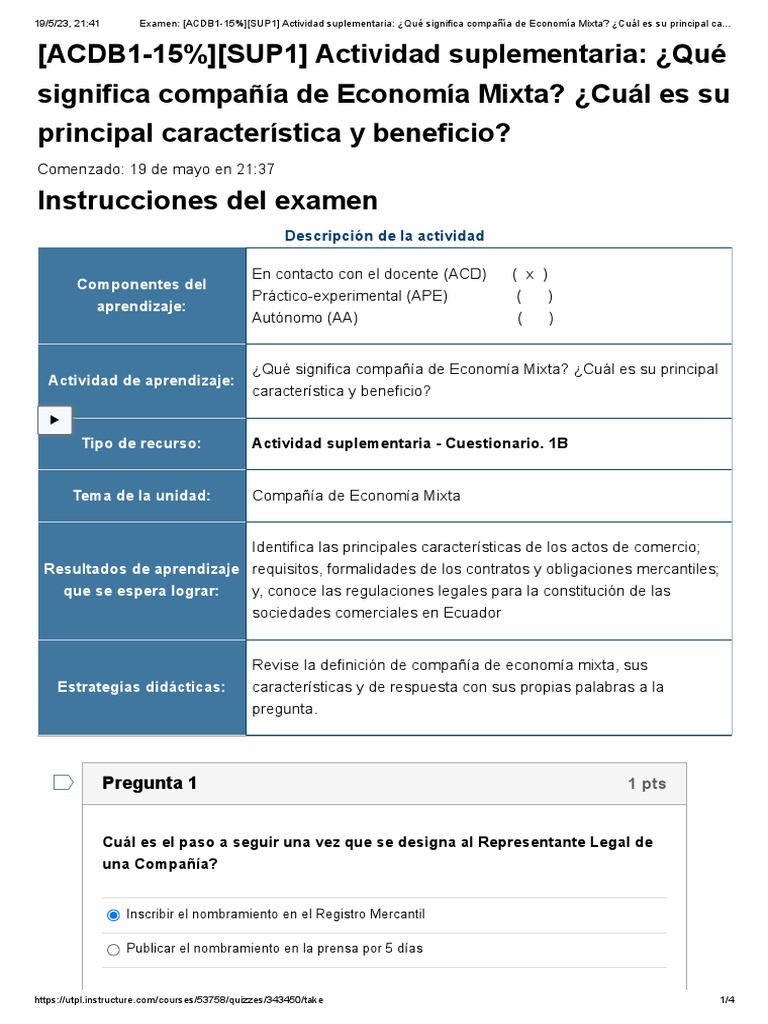 Examen_ [ACDB1-15%][SUP1] Actividad suplementaria_ ¿Qué significa compañía de Economía Mixta ...