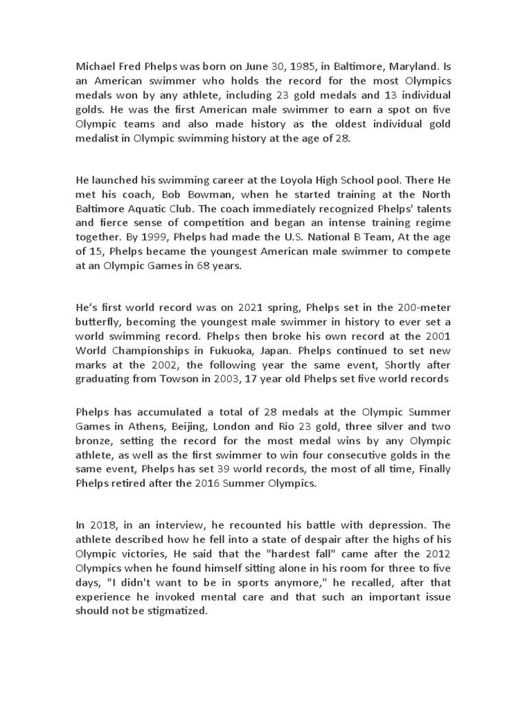 IC Talk Michael Phelps | PDF | Olympic Games | Sports