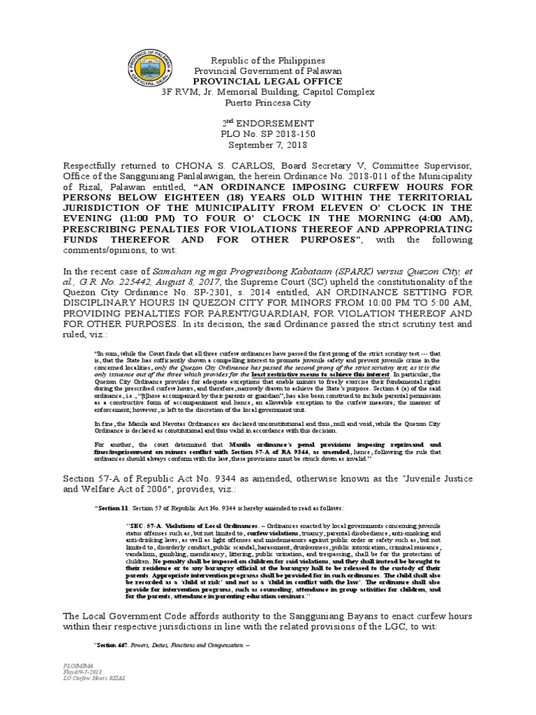 Lo Curfew Rizal | PDF | Local Ordinance | Crimes