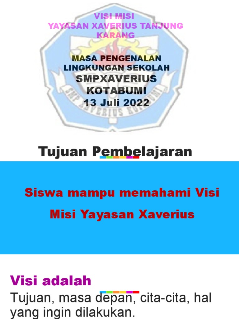 Visi Misi Yayasan Xaverius Tanjungkarang | PDF