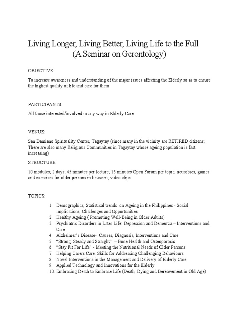 Gerontology Seminar | PDF | Dementia | Major Depressive Disorder