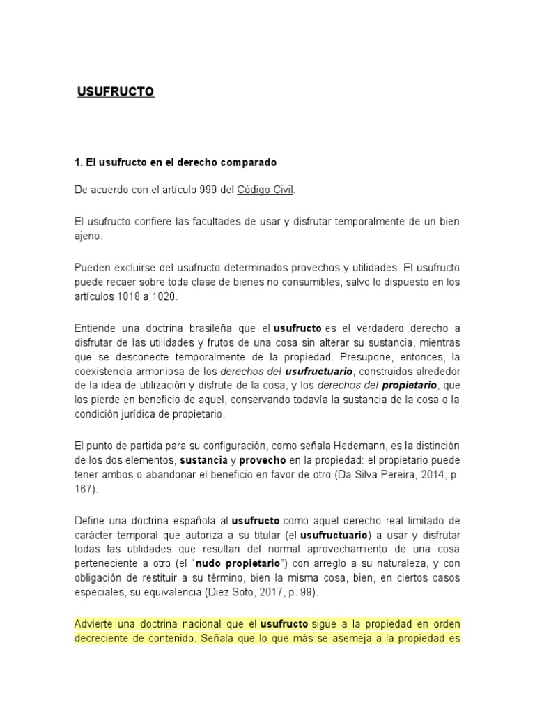 USUFRUCTO | PDF | Propiedad | Bienes (Ley)