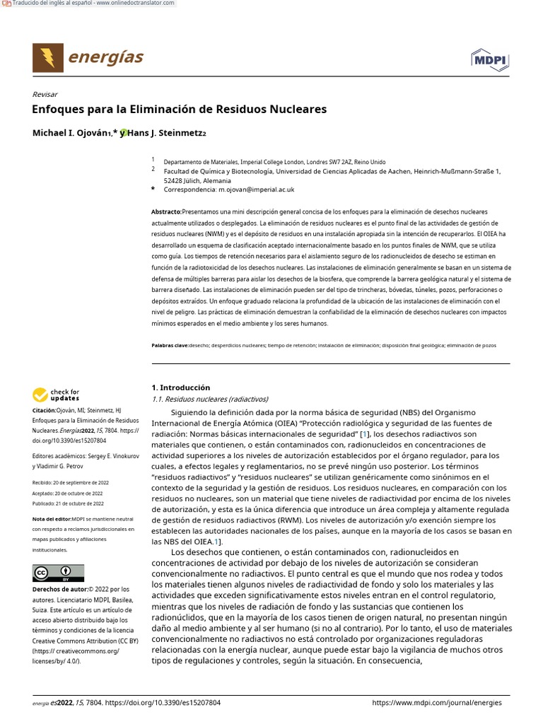 Approaches To Disposal of Nuclear Waste - En.es | PDF | Residuos ...